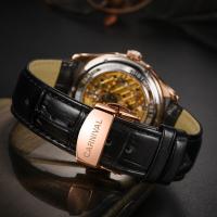 China Carnival Automatic Mechanical Watch Moon Phase Skeleton Dial Leather Strap Men Wrist Watch for sale