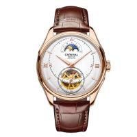 China Carnival Automatic Mechanical Watch Moon Phase Skeleton Dial Leather Strap Men Wrist Watch for sale