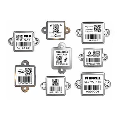 China Metal Ceramic Bar Code Tag For Liquid Gas Cylinder Tracking High Temperature Resistance for sale