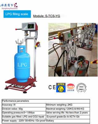 China Mechanical Battery Liquefied Propane Gas Filling Machine 220V 120Kg Weighing for sale