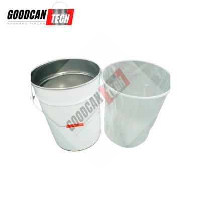 China Metal Cover Conical Tin Pails 18liter 0.35mm Thickness With Flower Lug Lid Rubber Strip for sale