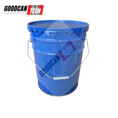 China Ink Tin Pails 15L Blue Empty Conical Bucket Anti Rusted With Straight Flower Lug Lid for sale