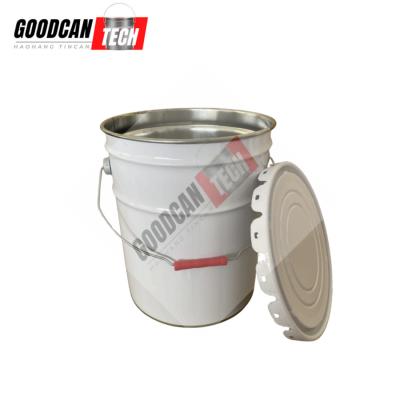 China UN White Conical Tin Pails 5gallon 0.35mm Body Thickness With Flower Lug Cover for sale