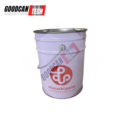 China Musashi Paint Tin Pails 18liter OEM 4.76 Gal Conical Pail With Flower Lug Lid for sale
