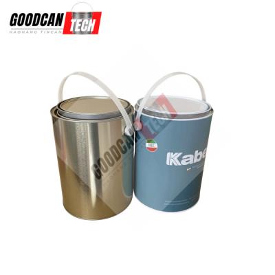 China Carpoly Chemical Paint Empty Round Tin Cans 4liter 1 Gallon With Metal Cover for sale