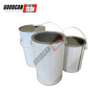 China White Coated 6liter Empty Round Tins With Plastic Handle Top Sealed 42mm Plastic Cap for sale