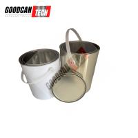 China Gold Printing Wood Coating Paint Tin Cans 3.5liter With Plastic Handle for sale