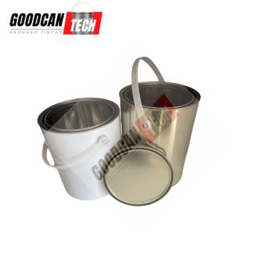 China Gold Printing Wood Coating Paint Tin Cans 3.5liter With Plastic Handle for sale