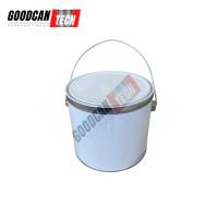 China White Empty Round Paint Tin Cans 2.5liter With Steel Handle Metal Cover for sale