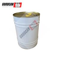 China Wood Coating Round Cans 18liter Thickness 0.30mm With Metal Handle 42mm Plastic Cap for sale