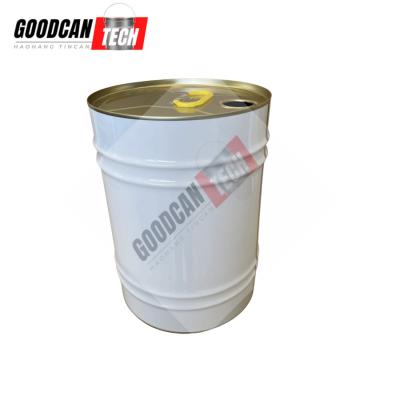 China Wood Coating Round Cans 18liter Thickness 0.30mm With Metal Handle 42mm Plastic Cap for sale