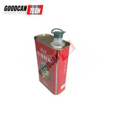 China Food Oil 100% Tinplate Small Metal Cans 1 Liter With Plastic Cap for sale