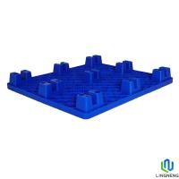 China Grid Surface Lightweight Plastic Pallet 4 Way Entry European HDPE One Sided with Nine Leg for sale