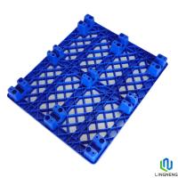 China Grid Surface Lightweight Plastic Pallet 4 Way Entry European HDPE One Sided with Nine Leg for sale