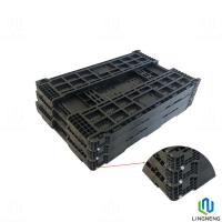China Supermarket Collapsible Hard Plastic Storage Crates 34L Foldable Vegetable Crates With Holes for sale