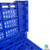 China Supermarket Collapsible Hard Plastic Storage Crates 34L Foldable Vegetable Crates With Holes for sale