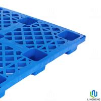 China HDPE / PP Recycled Plastic Pallets Blue Light Duty Plastic Pallet With Nine Foot 1100*1100*120mm for sale