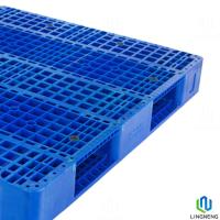 China Blue 3 Runners Heavy Duty Plastic Pallet Steel Block Style 1300*1100*160mm for sale