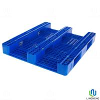 China Blue 3 Runners Heavy Duty Plastic Pallet Steel Block Style 1300*1100*160mm for sale