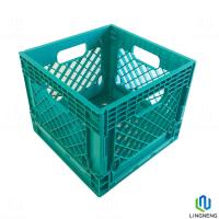 China 16 Quart Collapsible Milk Crate Stackable Foldable Plastic Crates For Vinyl Record And  Milk for sale