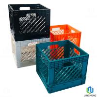 China 16 Quart Collapsible Milk Crate Stackable Foldable Plastic Crates For Vinyl Record And  Milk for sale