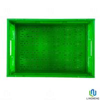 China 27L Lightweight Folding Crate Box Vegetable Fruit Turnover Mesh Crate With Handles for sale