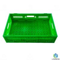 China 27L Lightweight Folding Crate Box Vegetable Fruit Turnover Mesh Crate With Handles for sale
