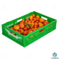 China 27L Lightweight Folding Crate Box Vegetable Fruit Turnover Mesh Crate With Handles for sale