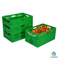 China 27L Lightweight Folding Crate Box Vegetable Fruit Turnover Mesh Crate With Handles for sale