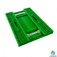 China 27L Lightweight Folding Crate Box Vegetable Fruit Turnover Mesh Crate With Handles for sale