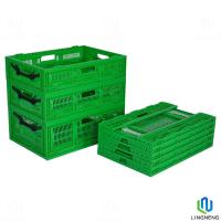 China 27L Lightweight Folding Crate Box Vegetable Fruit Turnover Mesh Crate With Handles for sale