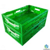 China 27L Lightweight Folding Crate Box Vegetable Fruit Turnover Mesh Crate With Handles for sale