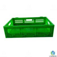 China Fruit / Vegetable 36L Folding Crate Box Plastic Collapsible Storage Crate With Mechanical Handle for sale