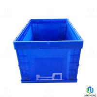 China 62 Ltr Blue Plastic Folding Crate Box , Collapsible Plastic Storage Containers for sale