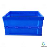 China 62 Ltr Blue Plastic Folding Crate Box , Collapsible Plastic Storage Containers for sale