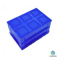 China 62 Ltr Blue Plastic Folding Crate Box , Collapsible Plastic Storage Containers for sale