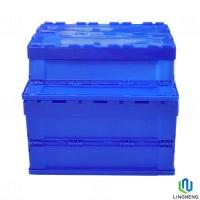 China 62 Ltr Blue Plastic Folding Crate Box , Collapsible Plastic Storage Containers for sale