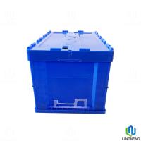 China 62L Folding Plastic Storage Crate , Plastic Collapsible Storage Boxes With Lids for sale