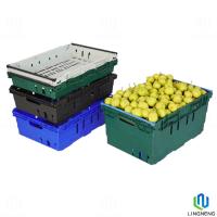 China Lightweight 18L Plastic Fruit And Vegetable Crates / Stacking Plastic Crates With Handle for sale