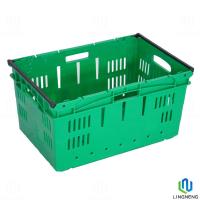 China 60L 30kgs Supermarket Plastic Fruit And Vegetable Crates With Handles for sale