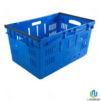 China 60L 30kgs Supermarket Plastic Fruit And Vegetable Crates With Handles for sale