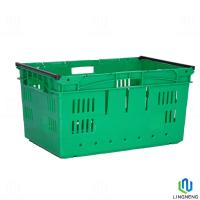China 60L 30kgs Supermarket Plastic Fruit And Vegetable Crates With Handles for sale