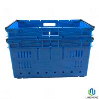 China 60L 30kgs Supermarket Plastic Fruit And Vegetable Crates With Handles for sale