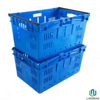 China 60L 30kgs Supermarket Plastic Fruit And Vegetable Crates With Handles for sale