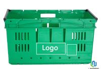 China 60L 30kgs Supermarket Plastic Fruit And Vegetable Crates With Handles for sale