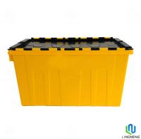 China Durable Plastic Logistic Box 600*400*320mm Plastic Storage Box With Hinged Lid for sale
