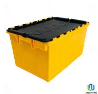 China Durable Plastic Logistic Box 600*400*320mm Plastic Storage Box With Hinged Lid for sale