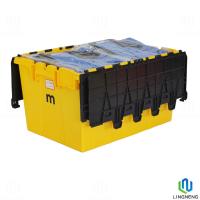 China Durable Plastic Logistic Box 600*400*320mm Plastic Storage Box With Hinged Lid for sale