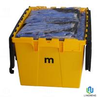 China Durable Plastic Logistic Box 600*400*320mm Plastic Storage Box With Hinged Lid for sale