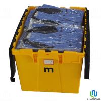 China Durable Plastic Logistic Box 600*400*320mm Plastic Storage Box With Hinged Lid for sale